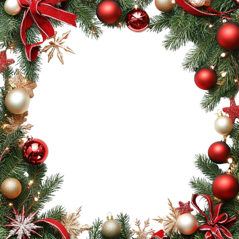 Watercolor Christmas Frames Clip Art: Holiday PNG Bundle (digital ...