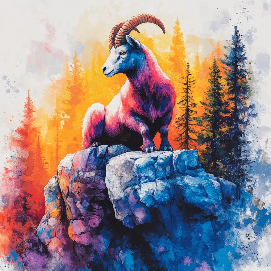 10 Aries Zodiac Sign Clipart, Mountain Goat Wall Art, High-quality JPG ...