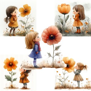 Watercolor Baby Girl Clipart: Flower Illustrations (JPG) - Etsy
