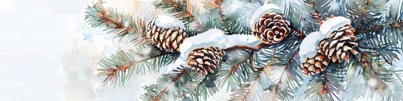 Snow Pine Cones Digital Art: Winter Holiday Print (commercial Use ...
