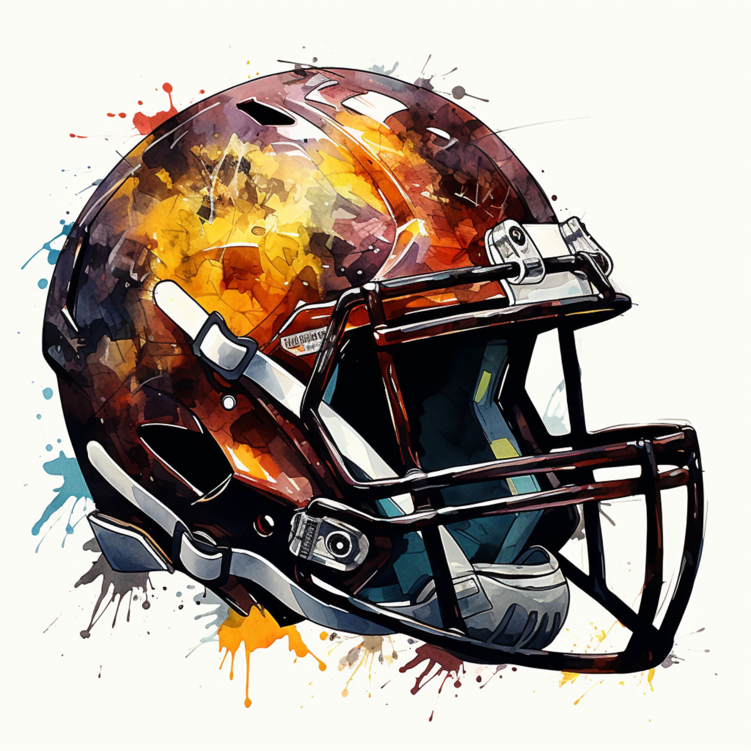 12 American Football Helmet Cliparts, JPG Image, Watercolor Football ...