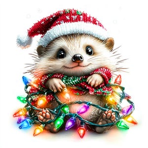Christmas Hedgehog Clipart: Festive Holiday Animal Art (digital ...