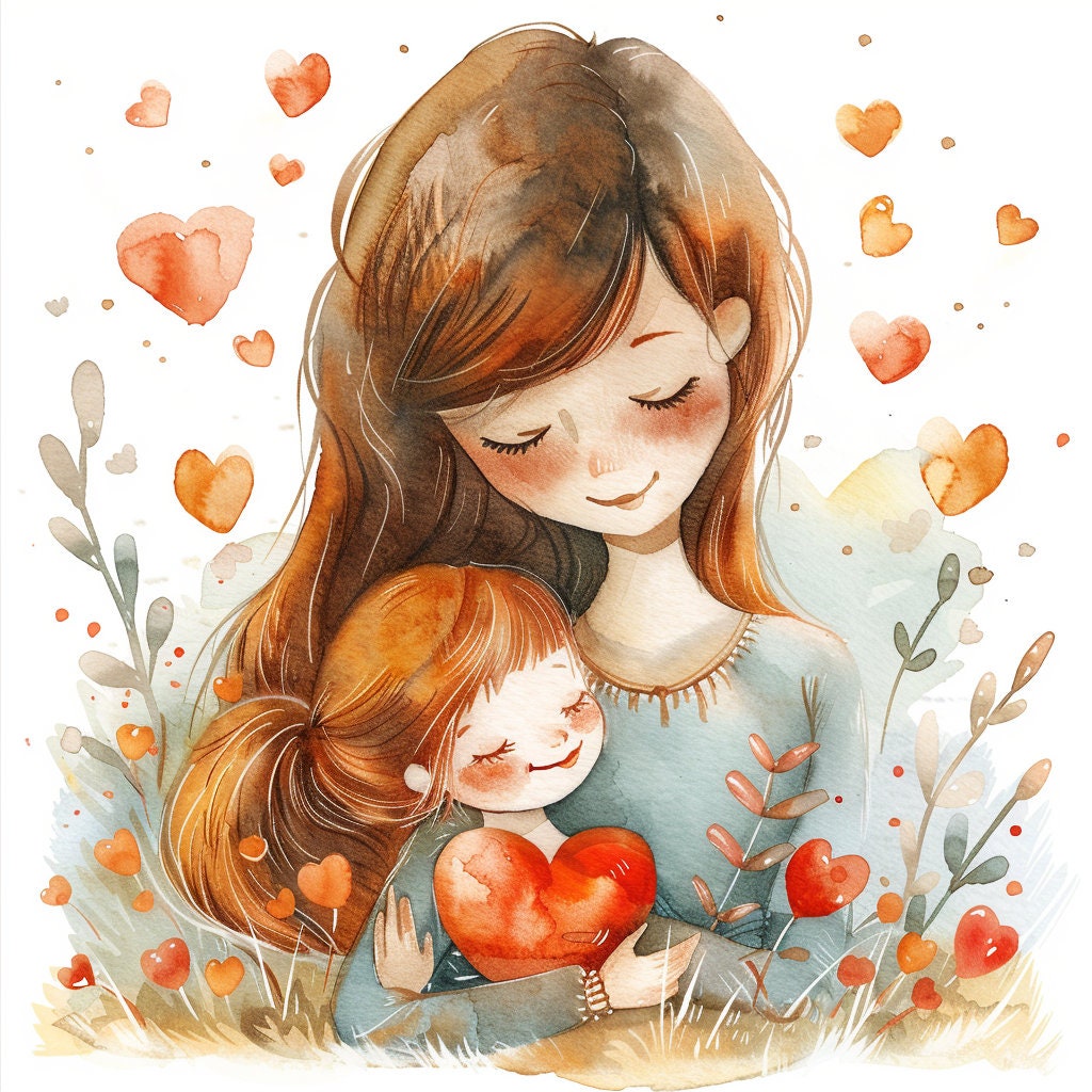 20 Watercolor Cute Mother's Day Clipart, Kawaii Mothers Day ...