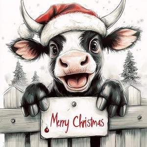 Christmas Cow Clipart: Holiday JPG Images (digital Download) - Etsy
