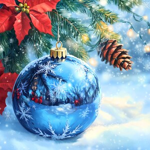 Blue Christmas Ornament Digital Images: Holiday Clipart (digital ...