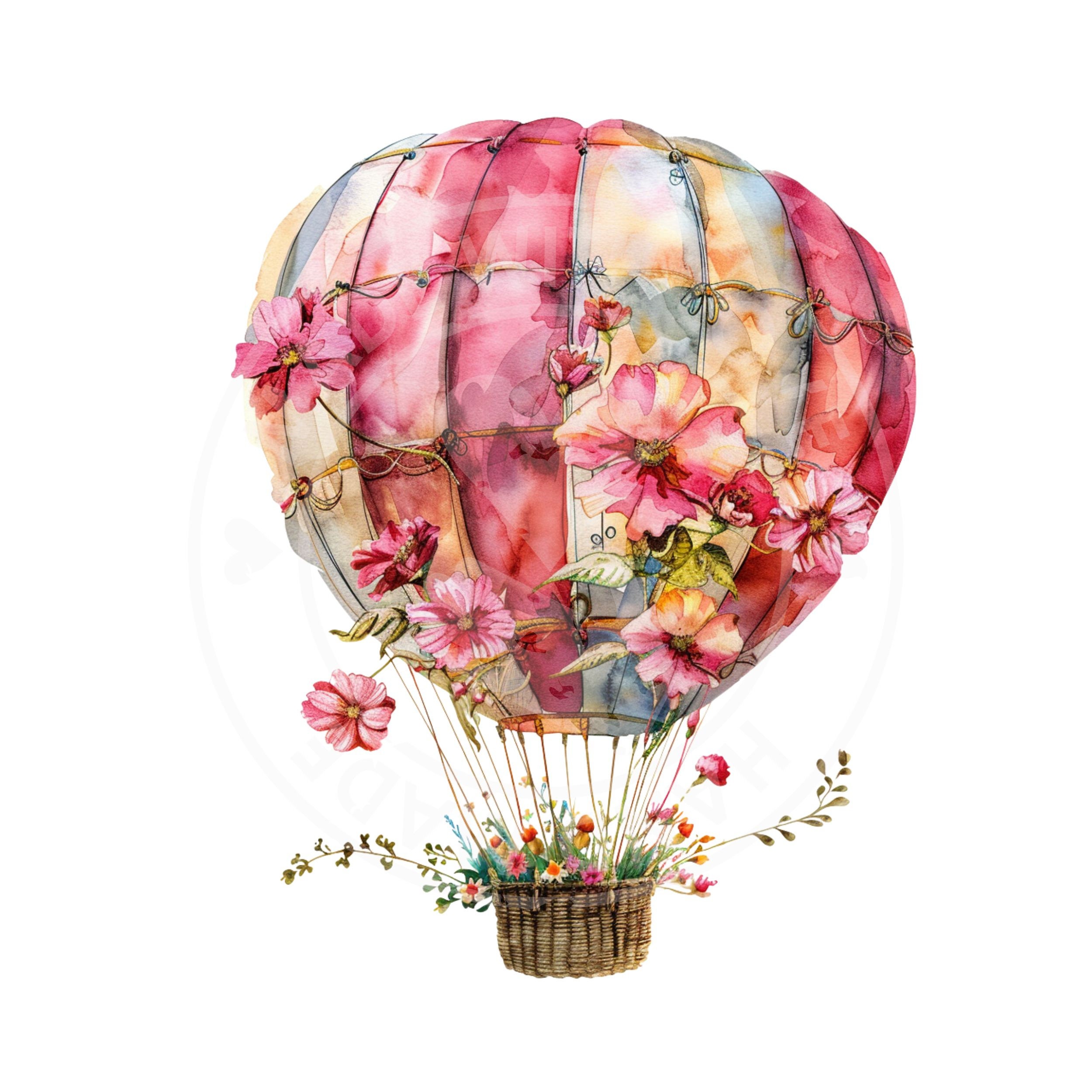 12 PNG Hot Air Balloons Flowers Clipart,hot Balloons, Printable ...