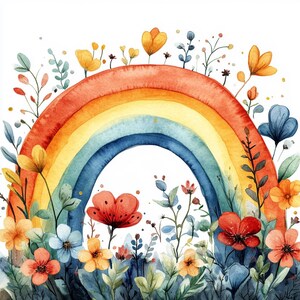 10 Rainbow Watercolor Clipart, JPG Cartoon Rainbow, Printable ...