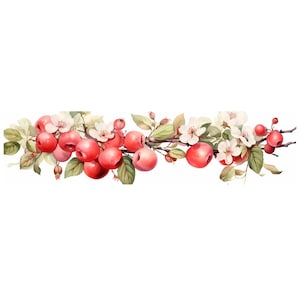 Watercolor Apple Branch Border Clipart: Floral Image (JPG, PNG) - Etsy