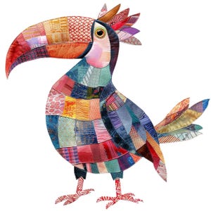 Patchwork Toucan Illustration: Colorful Whimsical Bird (digital Image ...