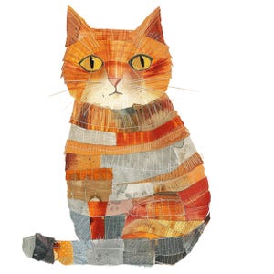 12 RED PATCHWORK CAT Cliparts, Png Patchwork Cat Image, Patchwork Cat ...