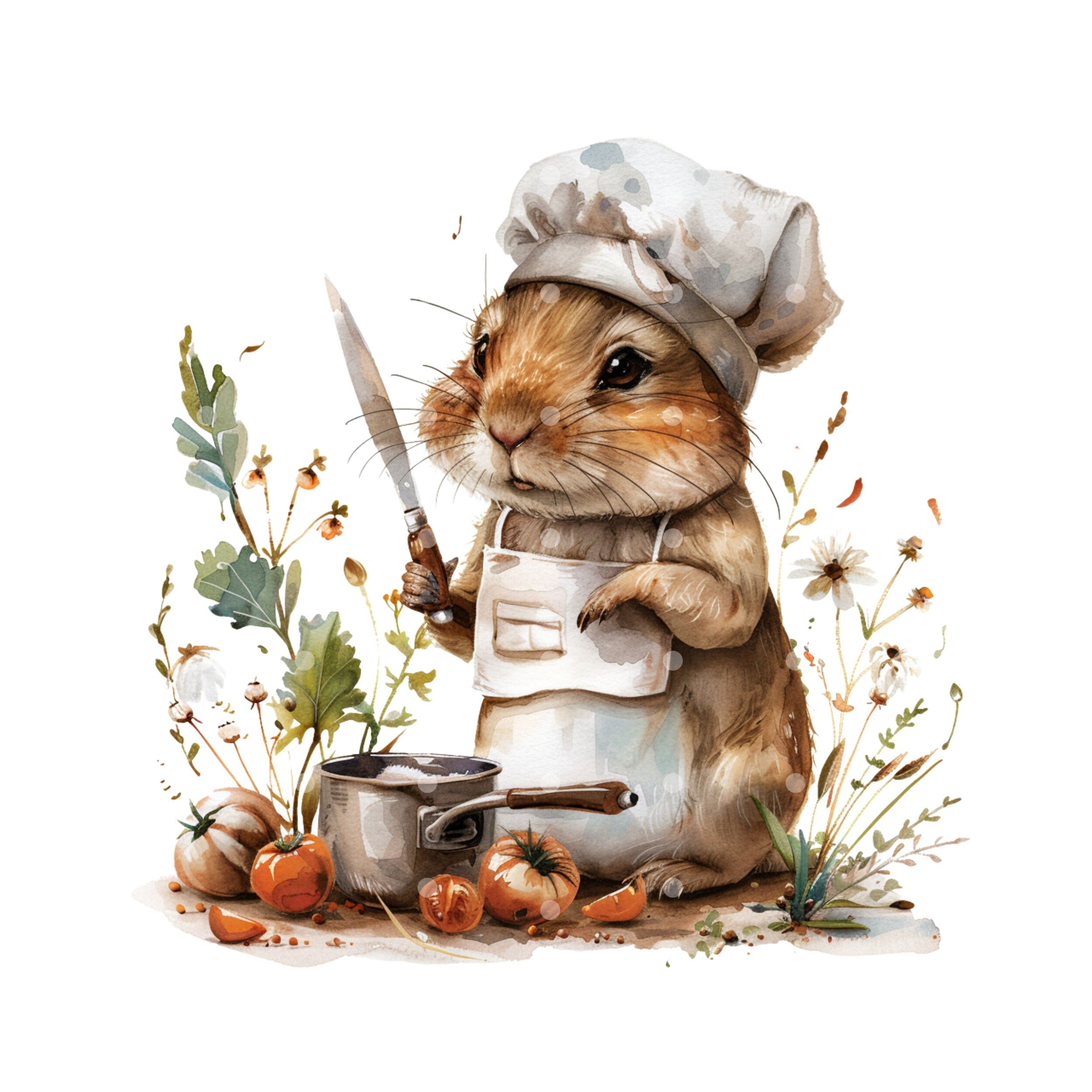 12 Cute Cooking Gopher Clipart, PNG, Gopher Printable Watercolor ...