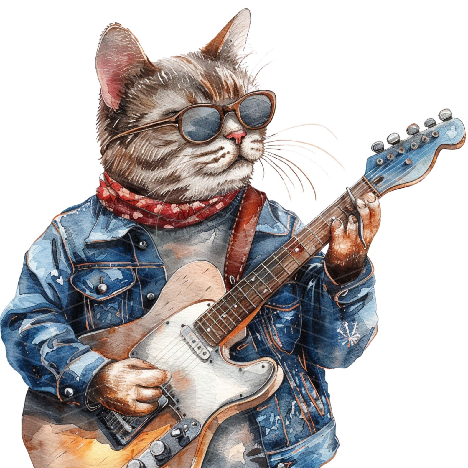 12 Rocker Cat Cliparts, PNG Rockstar Cat Image, Cat Musician, Cat ...