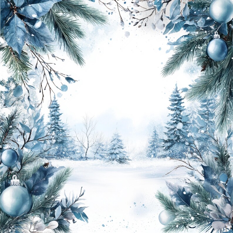 Christmas Watercolor Frame Clipart: Festive Winter Borders (digital ...