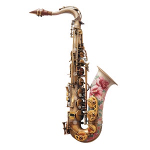 12 Vintage Floral Saxophone Clipart, PNG, Saxophone With Flowers Png ...