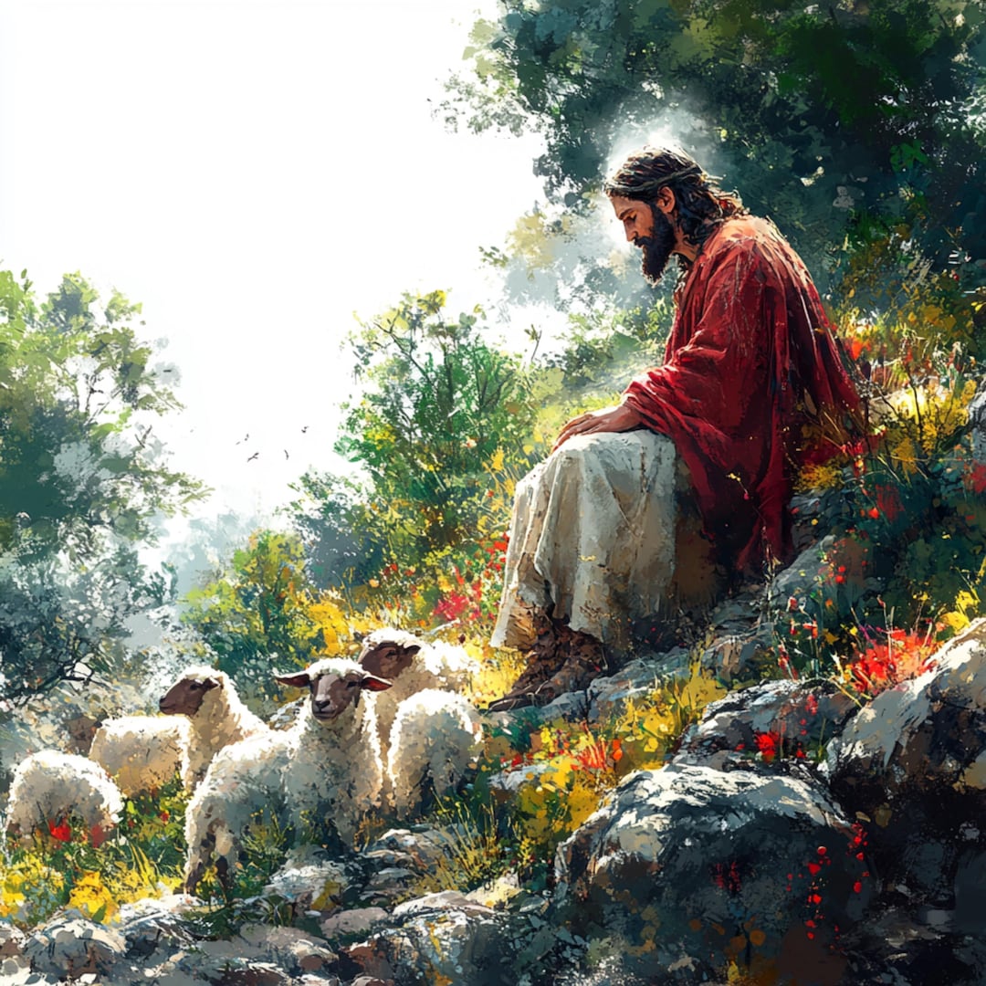 Arte de Jesús pastoreando ovejas: Imágenes JPG cristianas (descarga ...