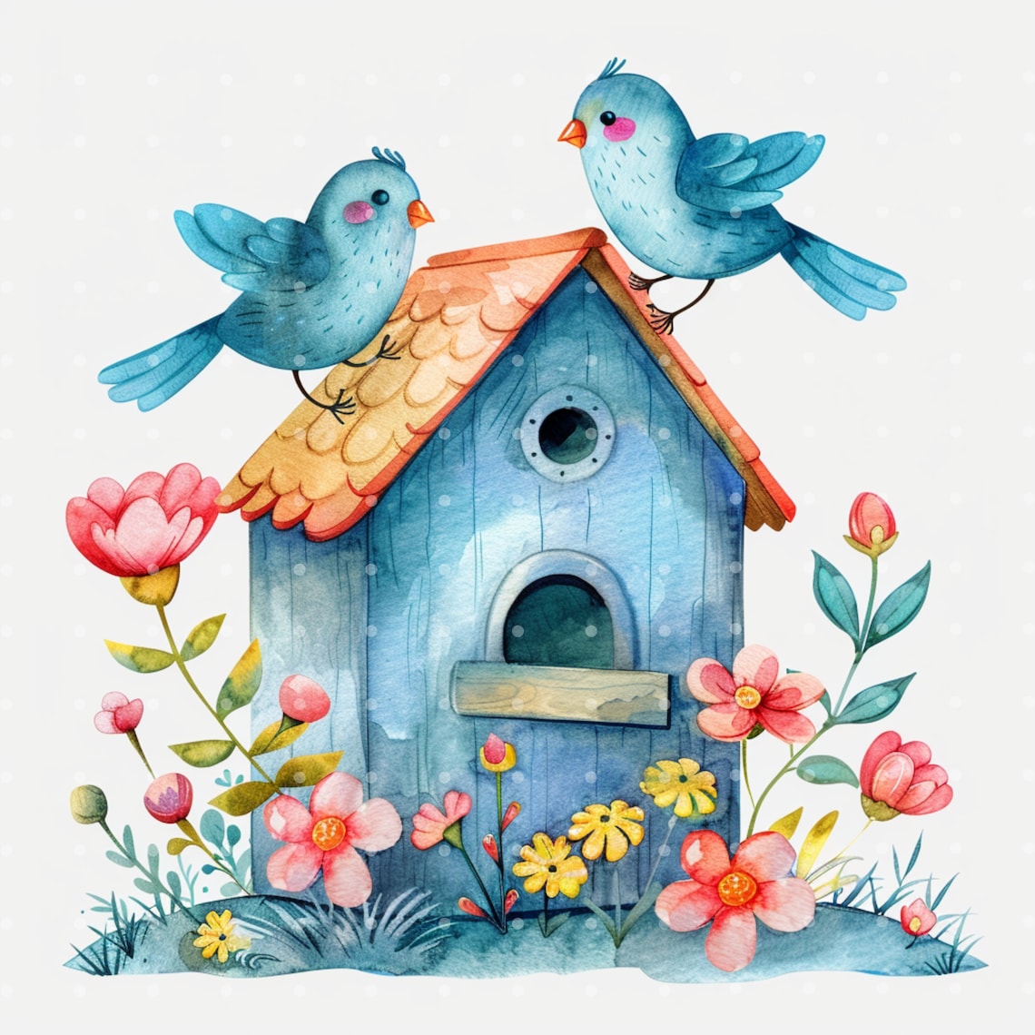 15 JPG Birdhouse Clipart, Bird House Clipart, Printable Watercolor ...