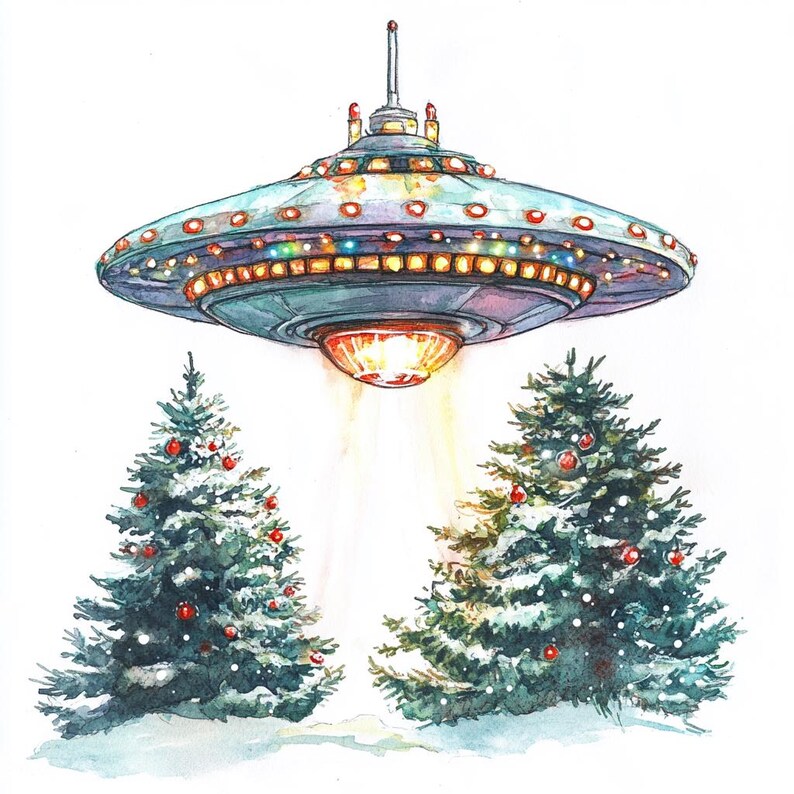 UFO Christmas Clipart: Holiday Space Art (digital Download), Spring ...