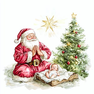 14 BABY JESUS and SANTA Clipart, Digital Image, Baby Jesus Illustration ...