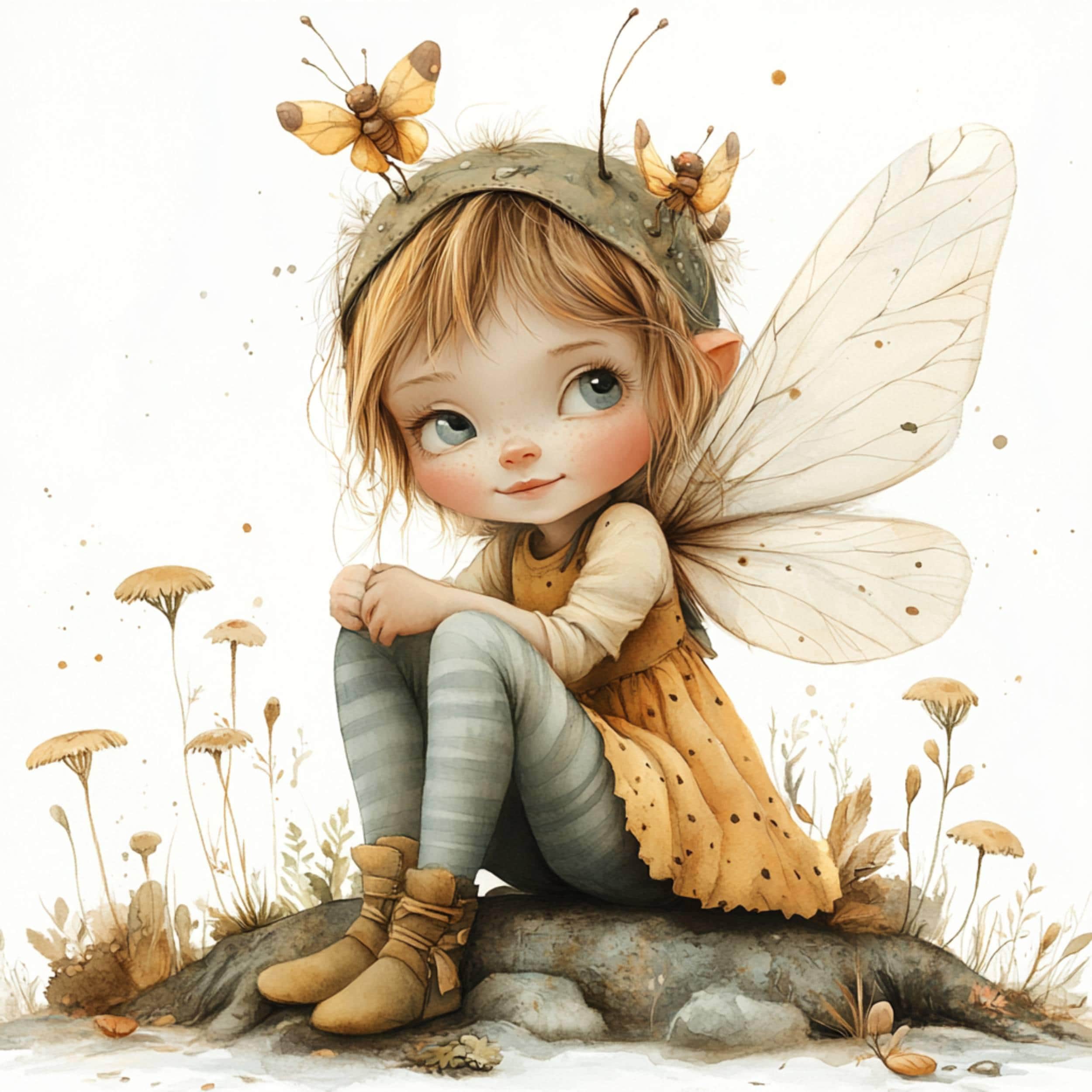Watercolor Forest Fairy Clipart, Cute Fantasy Art (JPG) - Etsy