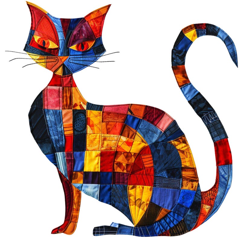 12 MOSAIC CAT CLIPARTS, Png Patchwork Cat Image, Mosaic Cat Wall Art ...
