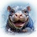 Neon Hippopotamus Clipart Bundle: Rainbow Watercolor Hippo (JPG Digital ...