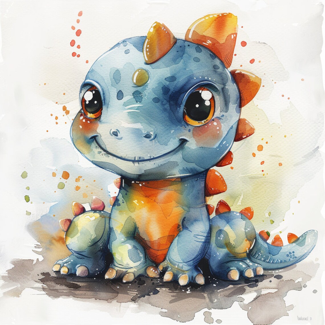 12 Baby Dino, Clipart, Baby Dinosaur, Printable Watercolor Clipart ...