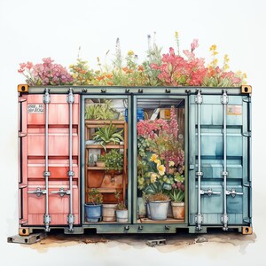 12 Floral Container Clipart, Container Loaded With Flowers, Floral Box ...