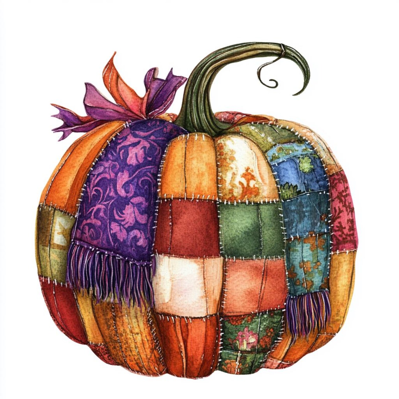 Pumpkins Patchwork Cliparts, Commercial Use Pumpkins Art, 10 Print ...