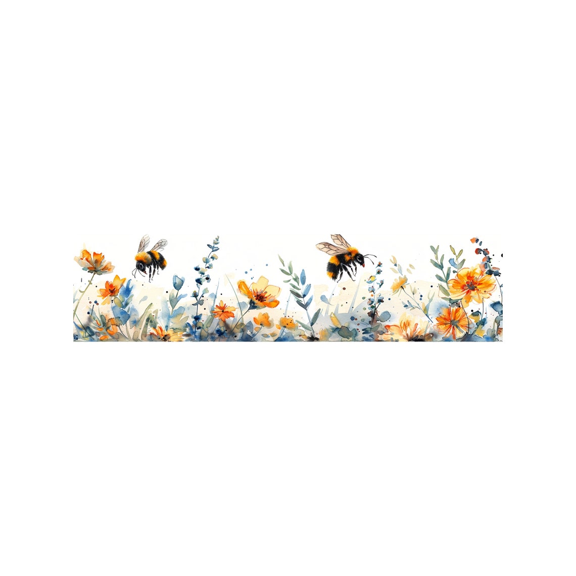 Bumblebee Flowers Border Clipart: High-resolution Bee PNG (commercial ...