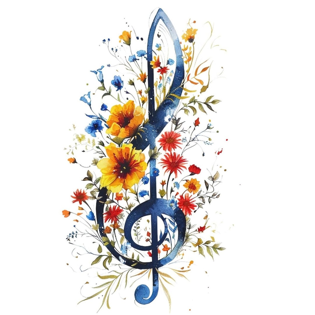 12 Floral Music Notes Clipart, PNG, Music Notes Clipart, High Quality ...