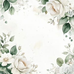 White Flower Frame Clipart: Elegant Floral Border (digital Download ...