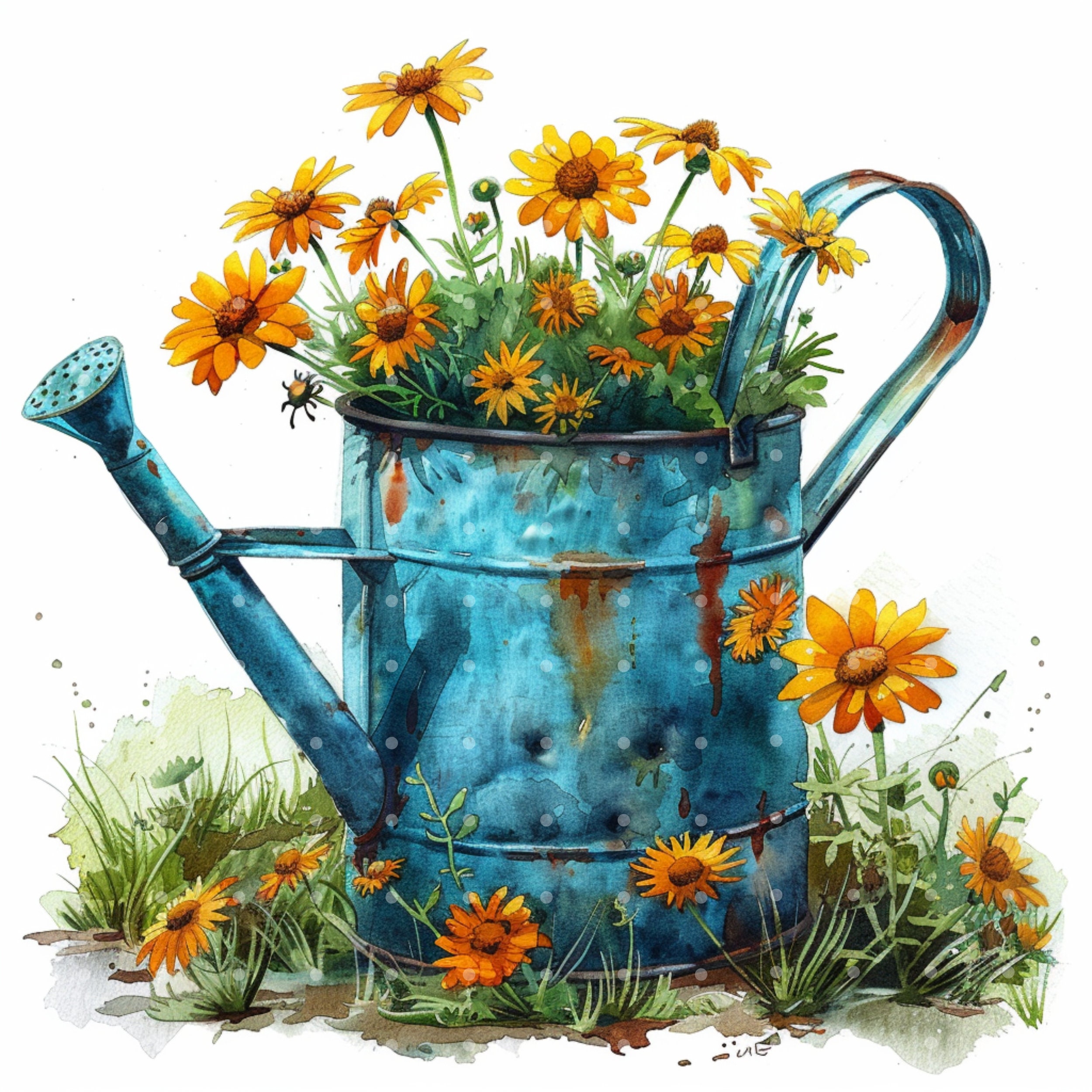 12 Vintage Gardening Tools Clipart Bundle, Watering Can, High Quality ...