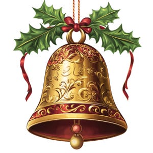 Christmas Bell Ornament Clipart: Festive Digital Image (PNG) - Etsy