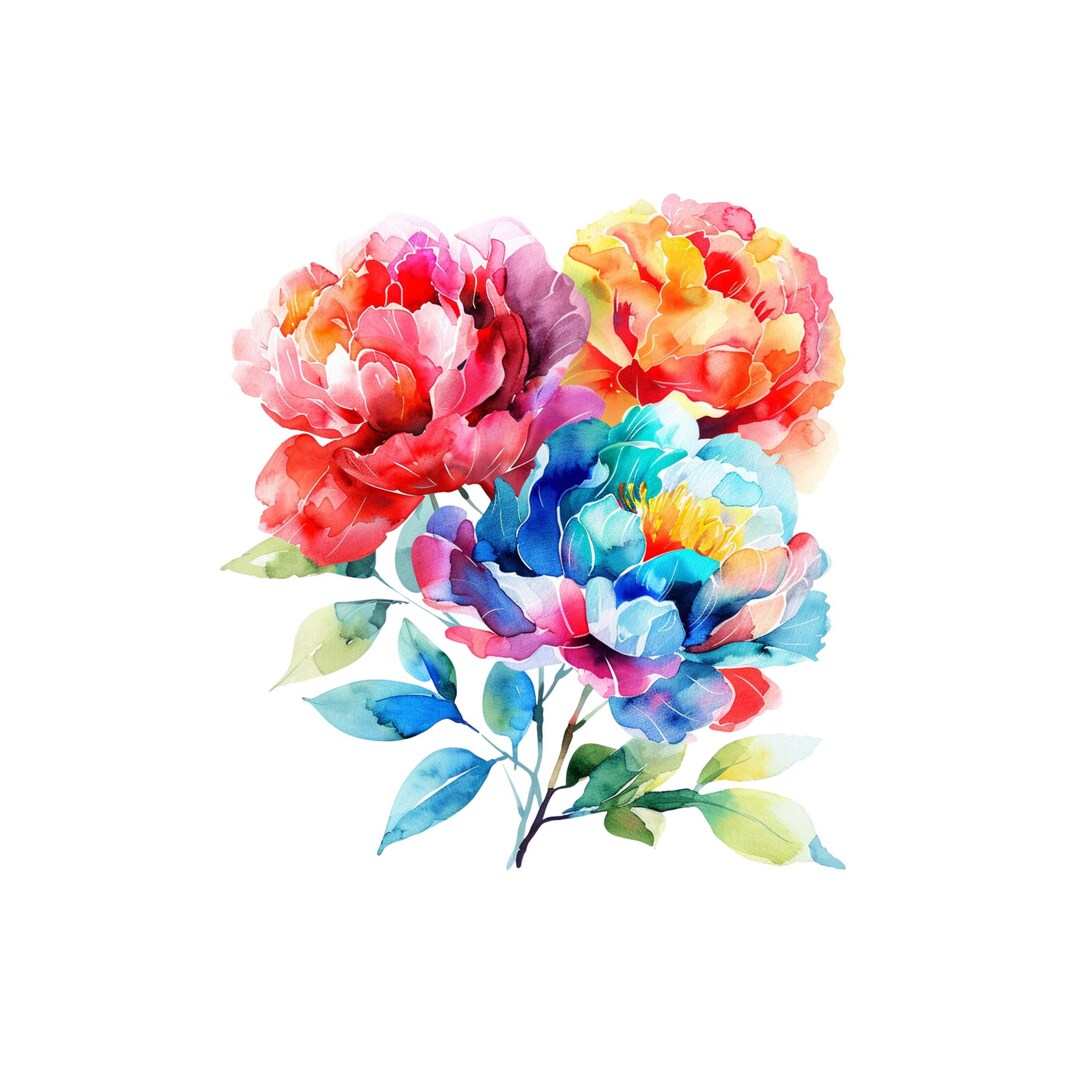 16 PNG Rainbow Peony Flowers Clipart, Colorful Peonies Flower Png ...