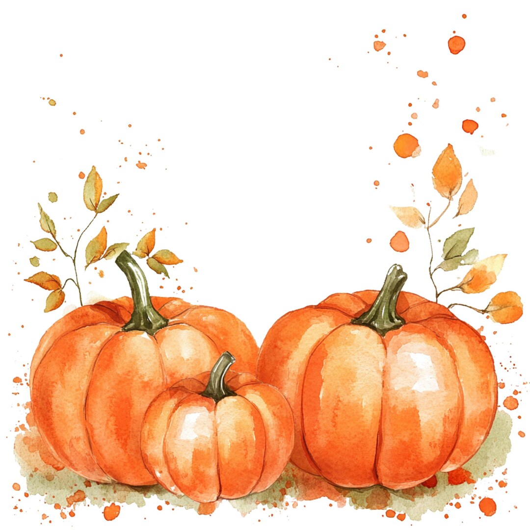 10 Watercolor Pumpkin FRAME CLIPART, Png Harvest Frames, Pumpkin ...