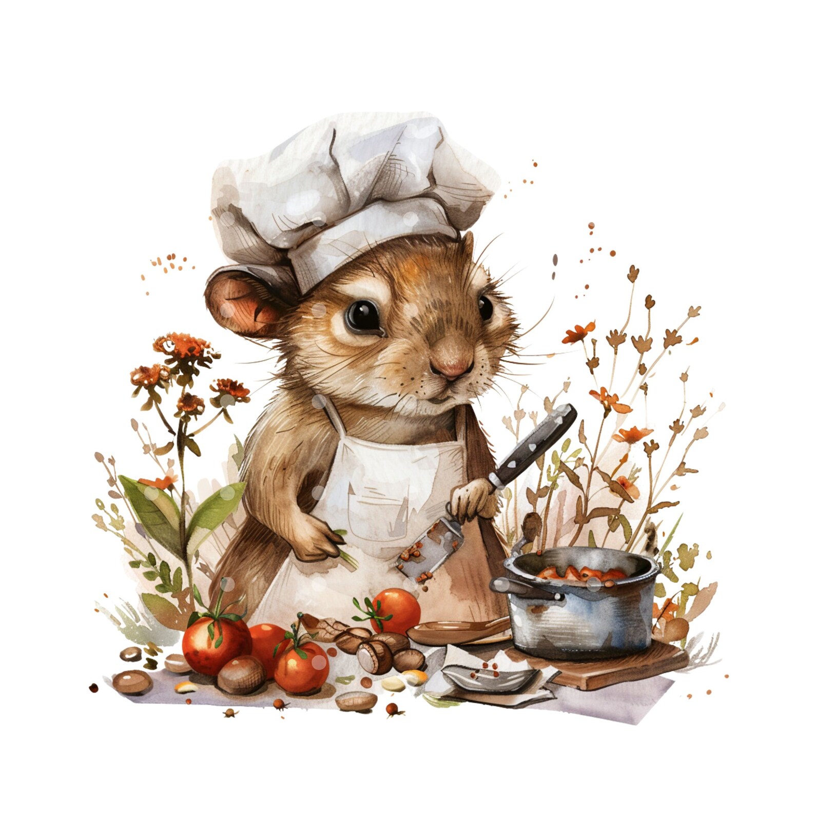 12 Cute Cooking Gopher Clipart, PNG, Gopher Printable Watercolor ...