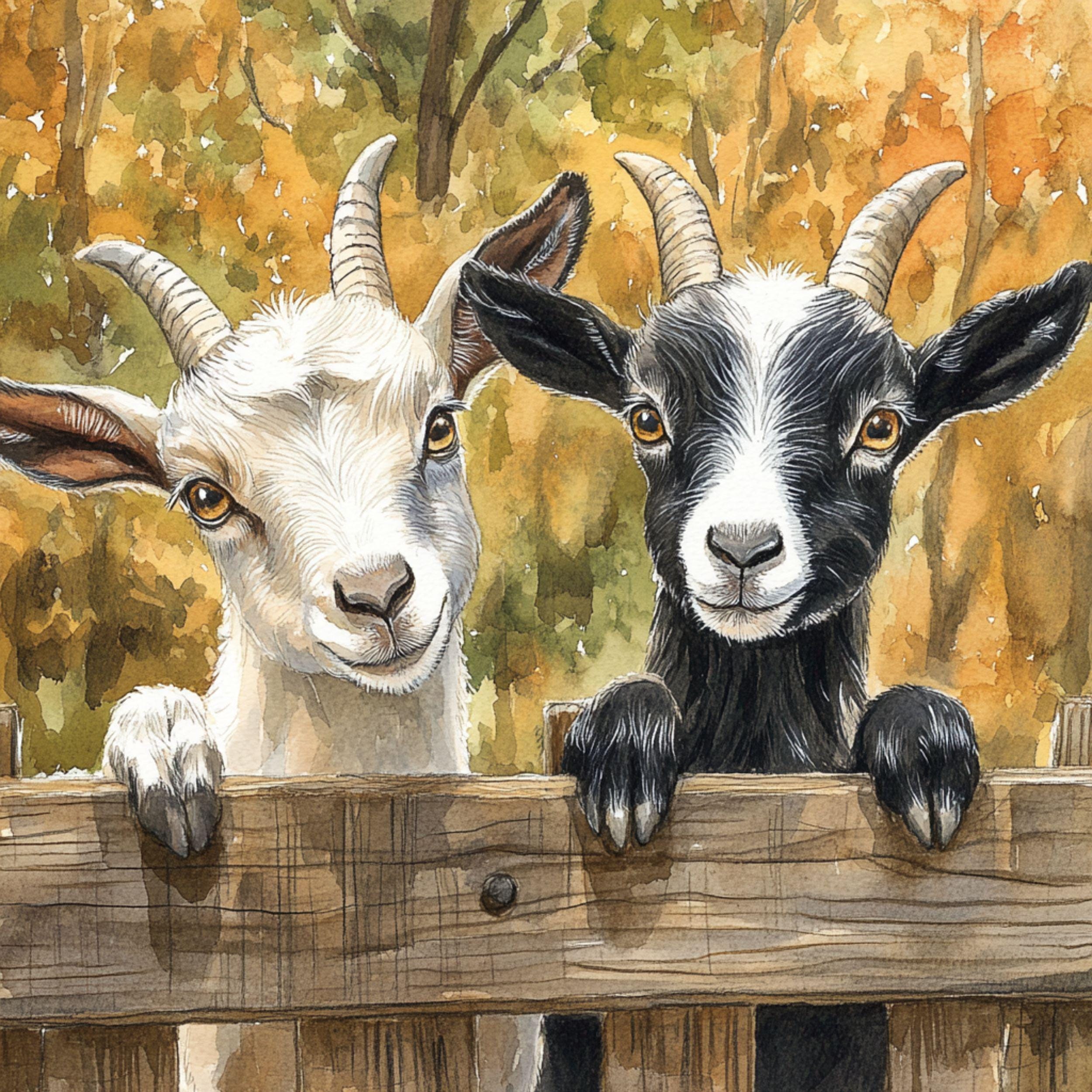 12 GOATS BEHIND the FENCE Clipart, Goat on a Farm Clipart, Goat ...