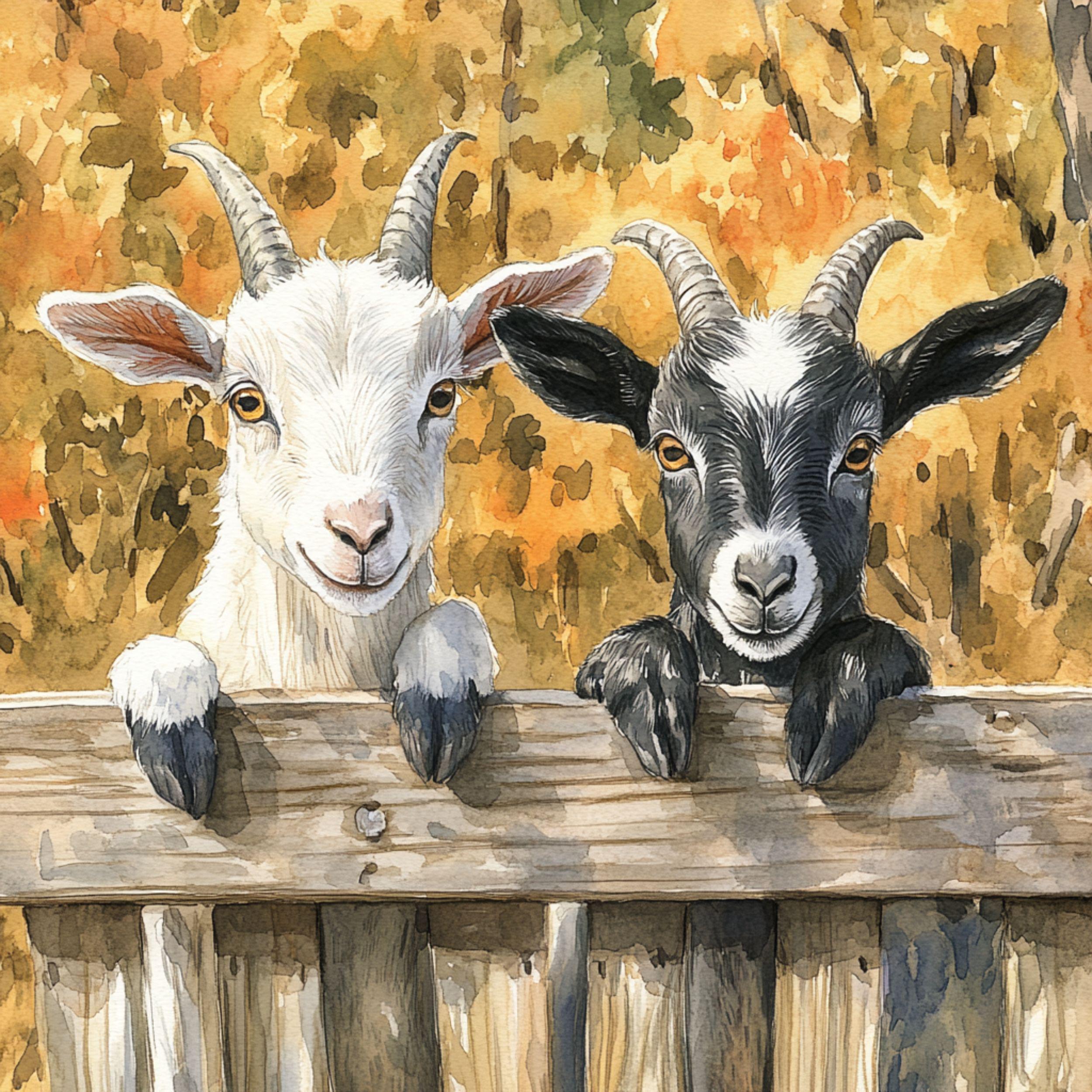 12 GOATS BEHIND the FENCE Clipart, Goat on a Farm Clipart, Goat ...