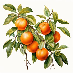 Orange Branch Clipart, 12 PNG Orange Watercolor Png, Orange Wreath ...