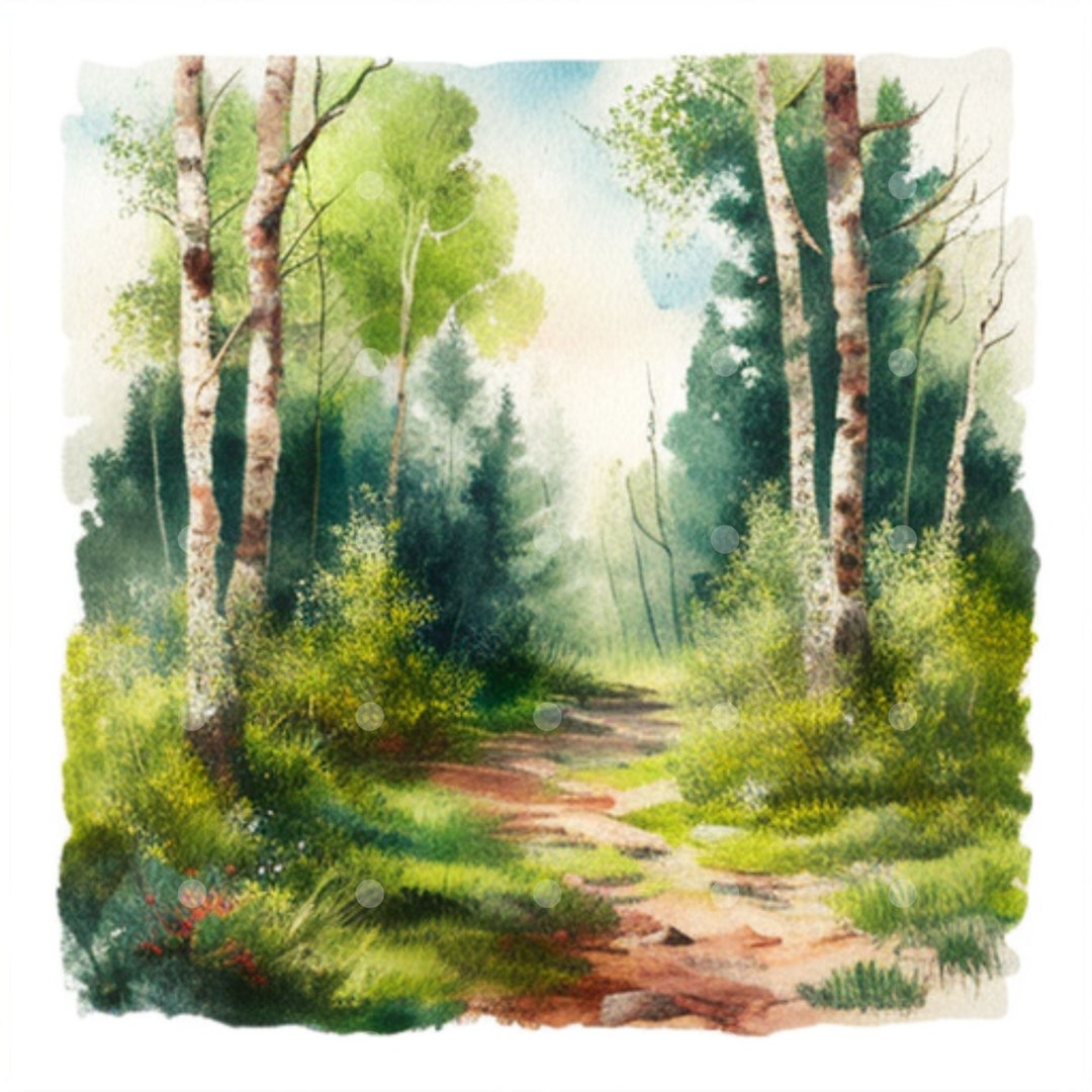12 Forest Path Clipart, JPG, Camping, Watercolor Forest Path, Printable ...