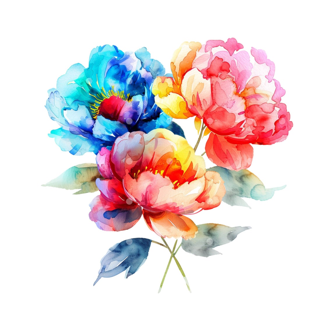 16 PNG Rainbow Peony Flowers Clipart, Colorful Peonies Flower Png ...