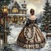 Victorian Christmas Landscape Clipart: Vintage Holiday Art (digital ...