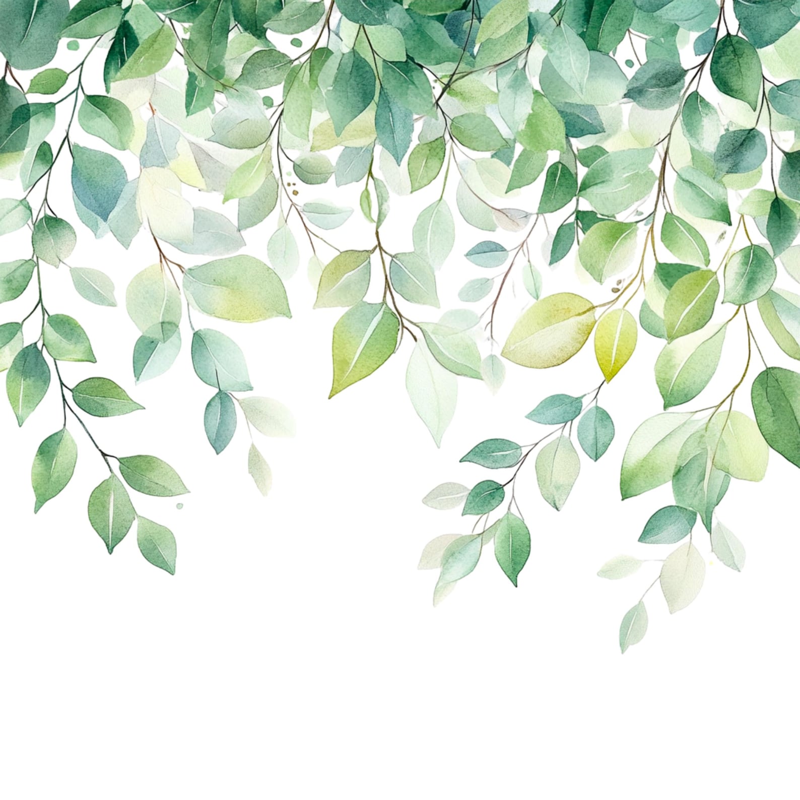 Watercolor Green Leaves Frame Clipart: Botanical PNG (digital Download ...