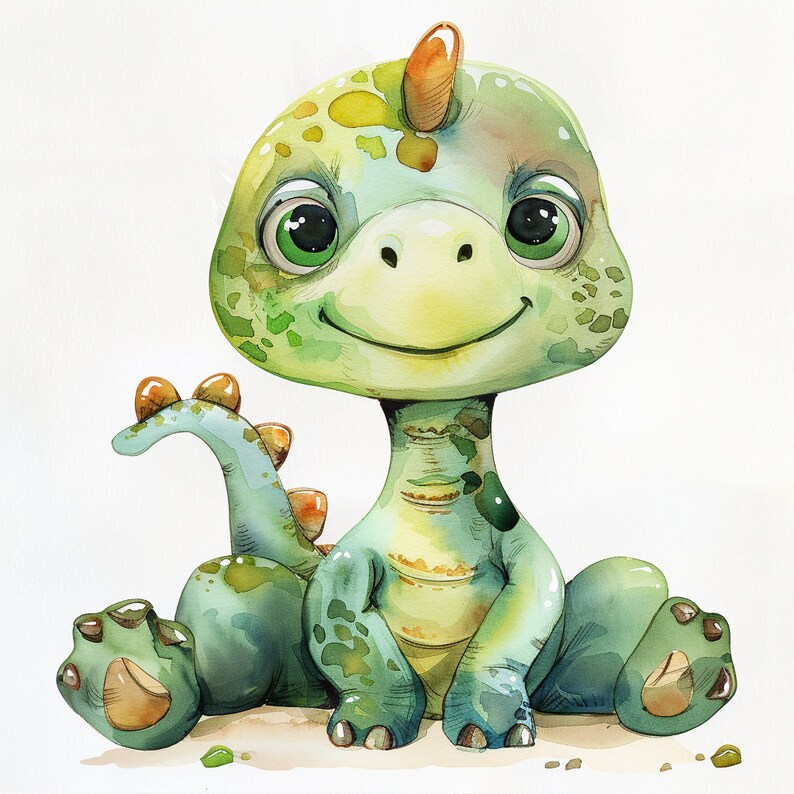 12 Baby Dino, Clipart, Baby Dinosaur, Printable Watercolor Clipart ...