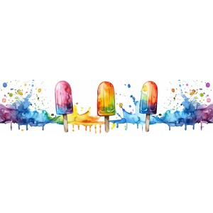 Popsicle Border Clipart: Colorful PNG, Transparent Background (digital ...