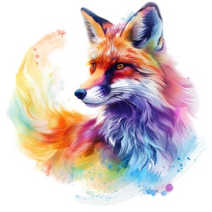 12 PNG Fox Neon Clipart , Fox Clip Art, Baby Fox Wall Art, Watercolor ...