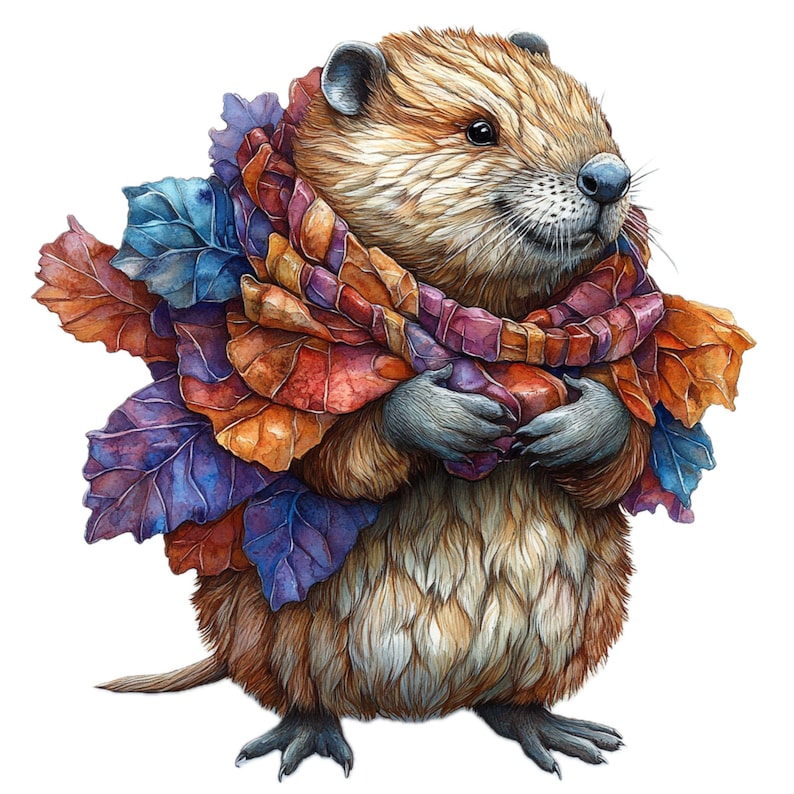 Patchwork Beaver With Flowers Digital Image (PNG), Spring Clipart - Etsy