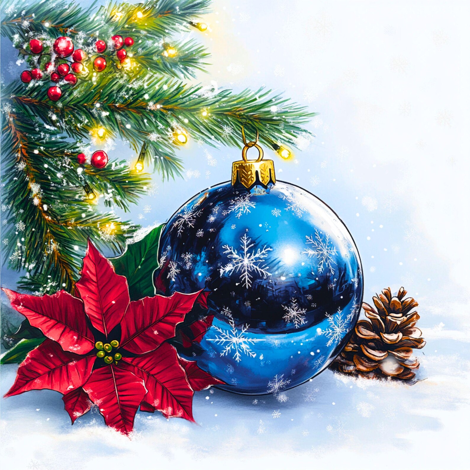 Blue Christmas Ornament Clipart: Holiday Digital Images (commercial Use ...