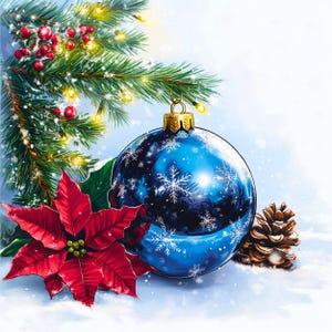 Blue Christmas Ornament Clipart: Holiday Digital Images (commercial Use ...