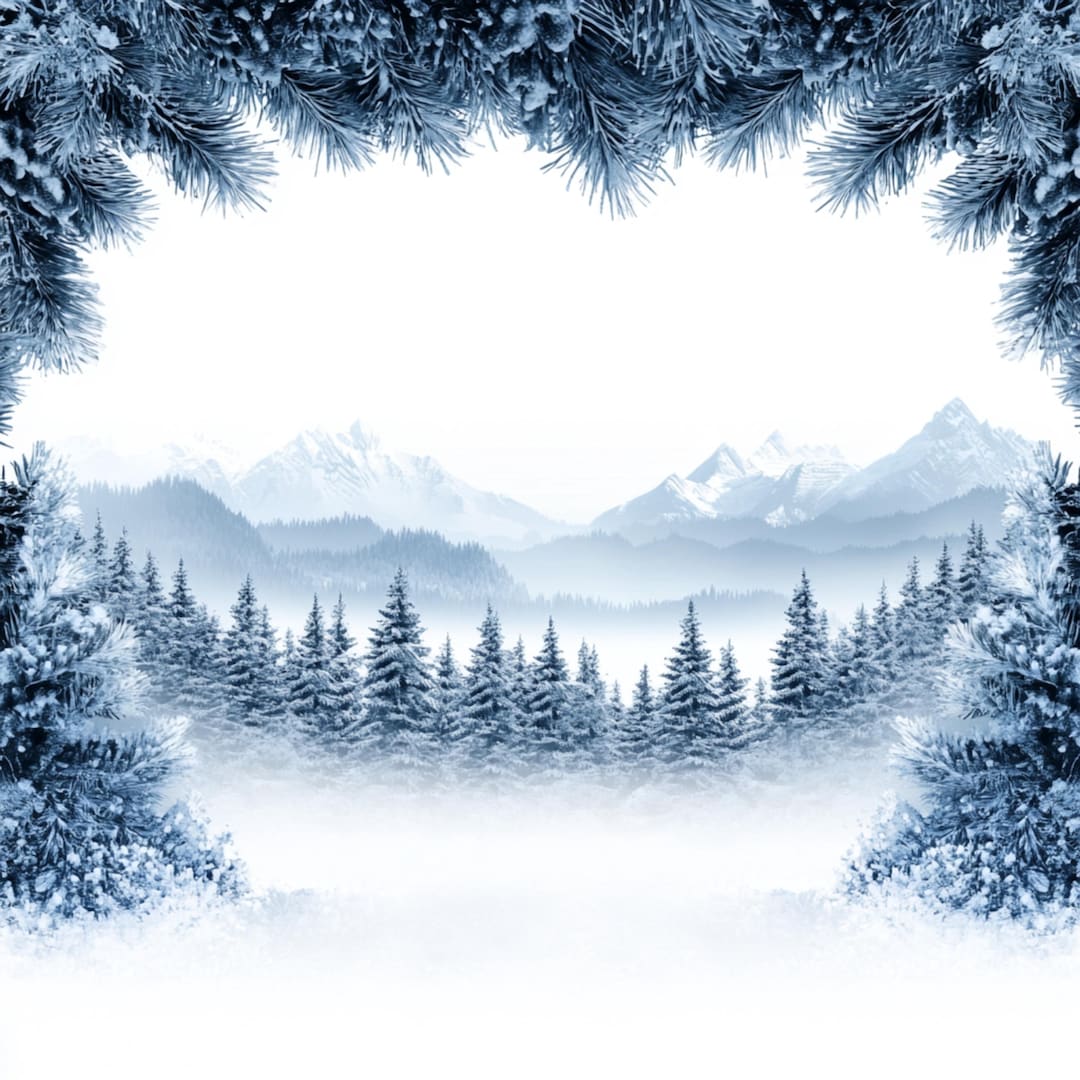 12 Winter Frame Art Landscape Clipart, Watercolor Winter Scene, High ...